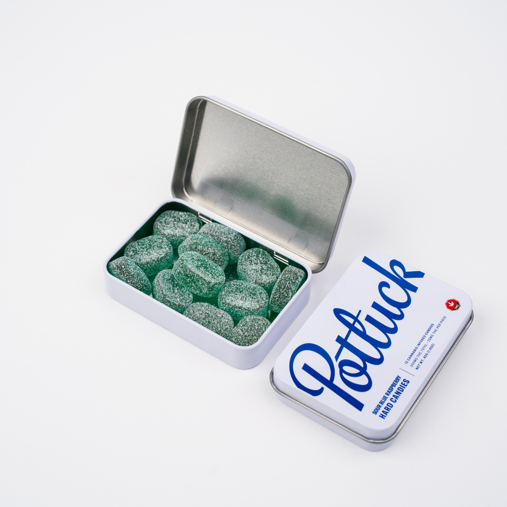 Potluck – Sour Blue Raspberry Hard Candies 300mg – Canna Sweets Mail ...