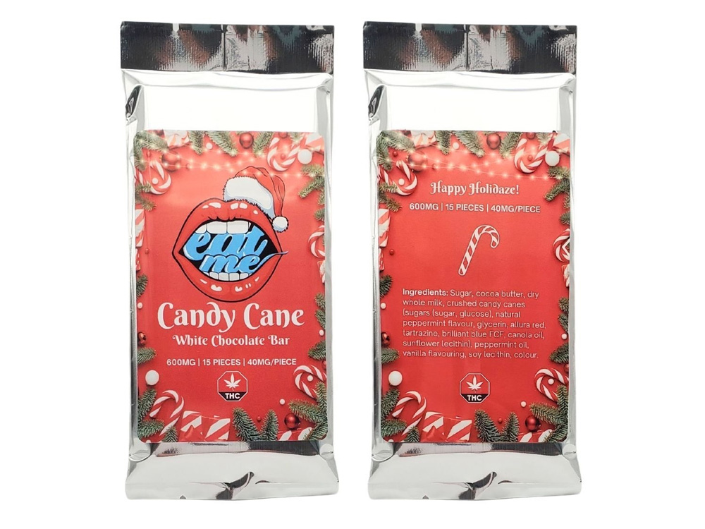 Eat Me – Candy Cane White Chocolate Bar – 600MG THC – Canna Sweets Mail ...