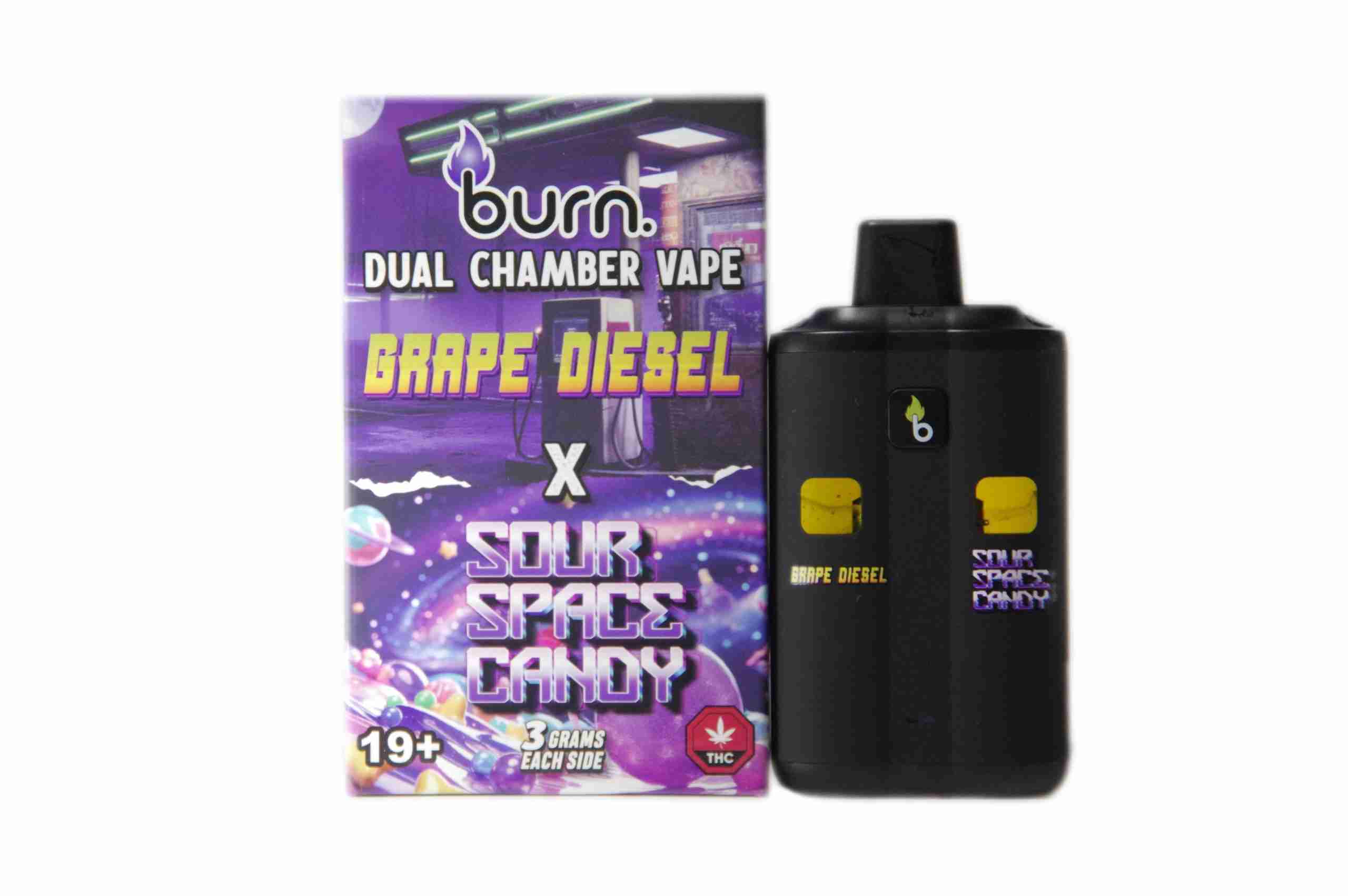 Burn Dual Chamber Disposable Vape – Grape Diesel x Sour Space Candy 6G ...